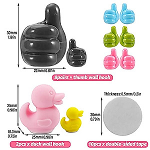CfoPiryx 11pcs Cable Clips Cable Holder, Thumbs Duck Wire Organizer, Self-Adhesive Hooks Set for Desk, Power Cables, Charging Cables, Audio Cables, for Office, Desk Organiser(Size:11pcs)