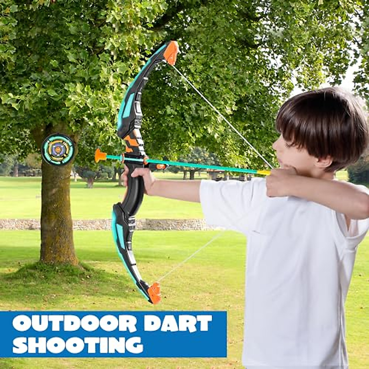 JOYIN Kids Bow and Arrow Set, LED Light Up Archery Toy Set with 9 Suction Cup Arrows, Target & Arrow Case, Indoor and Outdoor Hunting Play Gift Toys for Kids, Boys & Girls Ages 3-12