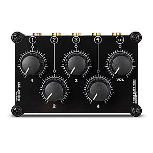 Little Bear MC5 Mini Portable Stereo 4 Channel Audio Mixer Passive Live Studio Console Recording Low Noise (No Power Needed)