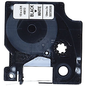 DYMO 45013 Standard Self-Adhesive Labeling Tape, Polyester Coated, 23' L x 1/2" W, Black on White