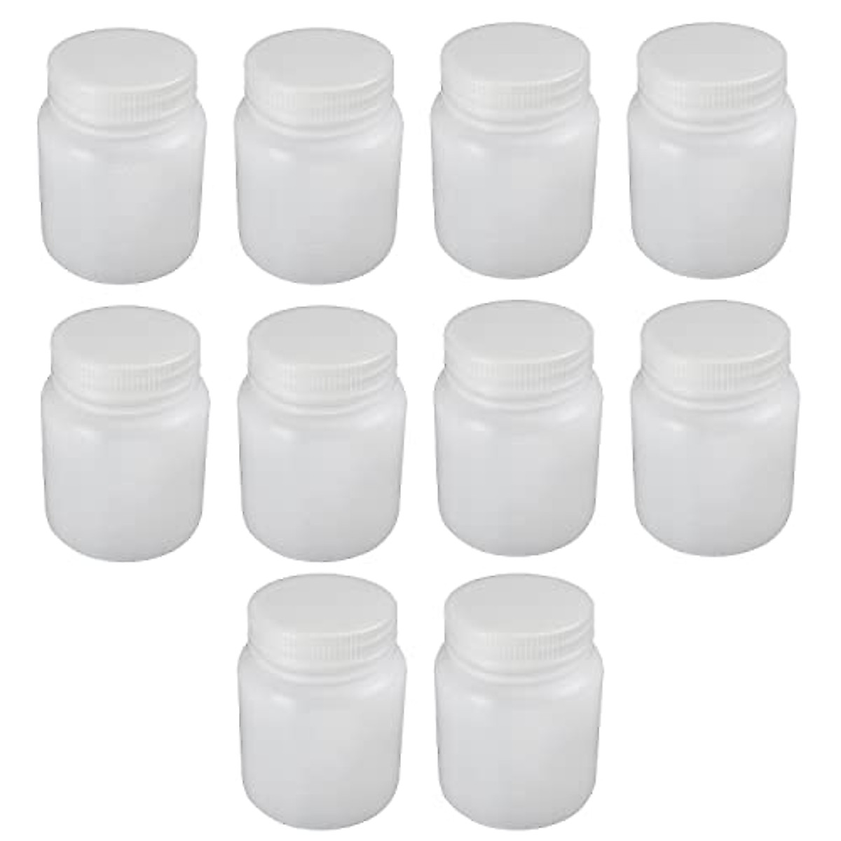Othmro 10Pcs 300ml PE Plastic Lab Cylindrical Chemical Reagent Bottle, Wide Mouth Laboratory Reagent Bottle, Sample Sealing Liquid Storage Container for Food Store White