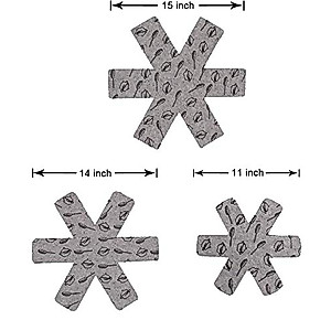 HengLiSam Pot and pan Protectors, Set of 12 and 3 Different Size, Pot dividers pad to Prevent Scratching, Anti-Slip Pans Separator and Protect Surfaces of Cookware Storage (Gray cookware Pattern)
