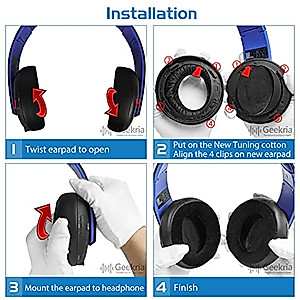 Geekria Earpad + Headband Compatible with Sony Playstation Gold Wireless/S4/PS3/PSV Gold Wireless Headphone Ear Pad and Headband Pad/Ear Cushion + Headband Cushion/Repair Parts Suit (Black/Blue)