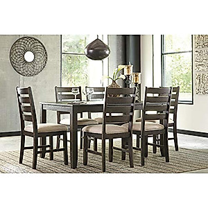 Signature Design by Ashley Rokane Dining Room Table Set with 6 Upholstered Chairs, Brown