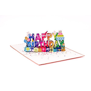 Rykamia Happy Birthday Pop Up Card With Envelop, 3D Birthday Card, Deluxe Birthday Card For Her, Pop Up Birthday Cards for Women, Birthday Greeting Card, Birthday Card For Him, Feliz Cumpleanos Abuela