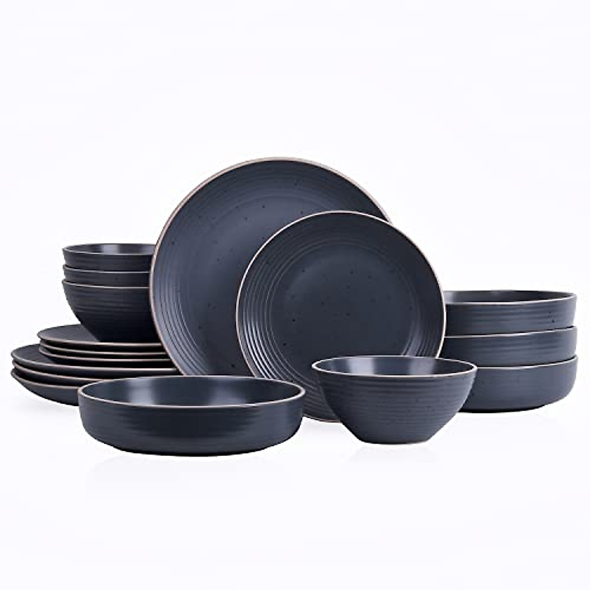 Stone Lain Lauren Stoneware 16-piece Round Dinnerware Set, Charcoal