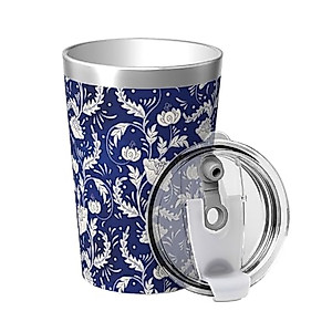 maleuei Tropical Leaf Dark Hawaiian Art Pattern - 12oz Travel Coffee Mug with Lid - Reusable Insulated Stainless Steel Coffee Tumbler Tea Cup Gifts for Women Men Him Her