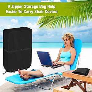 2 Pack Zero Gravity Chair Cover, COITEK 27.98" W x43.3" H Waterproof Dustproof Outdoor Folding Lawn Lounge Chair Cover with Storage Bag(110x71 cm, Black )