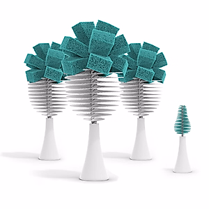 Nanobebe Baby Bottle Cleaner Replacement Heads - for E-Brush Electric Rechargeable Bottle Cleaning Brush and Flexy Brush in Gift Sets, for Baby Accessories, Pacifiers, and Sippy Cups - 4pk, Teal