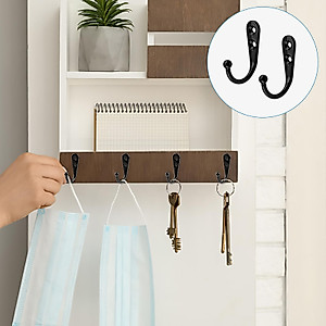 hoeslaw 20PCS Wall Mount Coat Hooks, Metal Heavy Duty Hanger with 40PCS Screws, Rustproof Wall Mout Hook for Hanging Towel Robe Bag Cup Bathroom Bedroom Kitchen Living Room Hotel Garage Pool (Black)