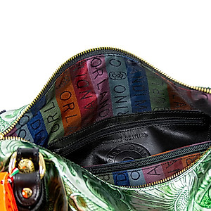 Marino Orlandi Leather Handbags Purses for Women Metallic Mint Julep Hobo Tote Purse Italian Designer Messenger Bag