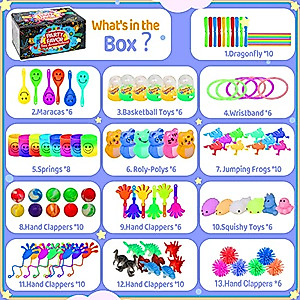 100 Pcs Party Favors Toy Assortment, Carnival Prizes Treasure Box Birthday Party, Goodie Bag Stuffers for Kids, Pinata Filler, Birthday Gift Toys, Stocking Stuffers, Party Favors for Kids 4-8, 8-12
