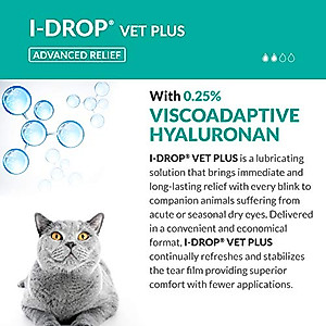 I-DROP VET PLUS: Pet Eye Drops for Dogs | Lubricate Acute/Seasonal Dry Eyes | Superior Comfort | Long-lasting Relief | Fewer Application Needed, 0.25% Hyaluronan | Multi dose Bottle | One Bottle 10 ml