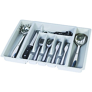 Expandable Utensil Drawer Organizer - Modern Cutlery Organizer in Drawer with Dividers - 8 Compartments Kitchen Silverware Drawer Organizer Tray for Utensils and Flatware