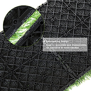 FVIEXE 9PCS Artificial Grass Turf Tile, 12 x 12 Inch Interlocking Deck Tiles Turf Squares Fake Grass Mat for Pet, Dogs, Patio, Balcony Apartment Indoor Outdoor Flooring Decor Grass Turf Rug