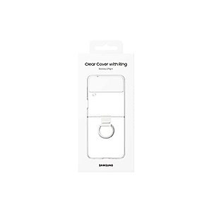 SAMSUNG Galaxy Z Flip4 Clear Cover with Ring, Protective Phone Case with Finger Loop, Handheld Design, US Version, Transparent