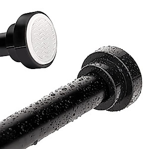 Matte Black Spring Tension Shower Curtain Rod - 40-74 Inches Adjustable Curtain Rod No Drill, Rustproof, No-drilling, Anti-slip, for Closet Bathroom Windows