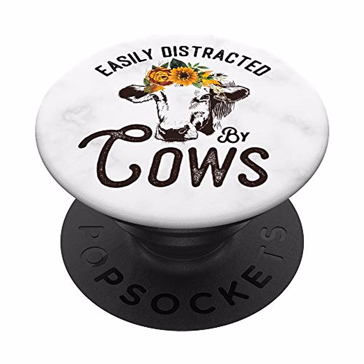Easily Distracted by Sunflowers and Cows Heifer Women PopSockets PopGrip: Swappable Grip for Phones & Tablets