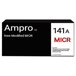 Ampro New OEM Modified 141A MICR Toner Cartridge for Check Printing Works with HP Laserjet M110, M110W, M110WE, M140W, M140WE, MFP M139, MFP M141w | W1410A. HP 141a Toner Cartridge Prints 950 Pages