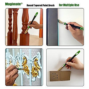 Magimate Small Paint Brush for Touch Ups, Trim Stain Brush for Sash, Baseboards, House Wall Corners and Art Application, One Singe Size 0.6-inch (15mm)