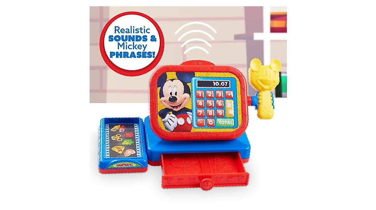 Disney Mickey Mouse Cash Register Toy with Realistic Sounds for Kids 3+