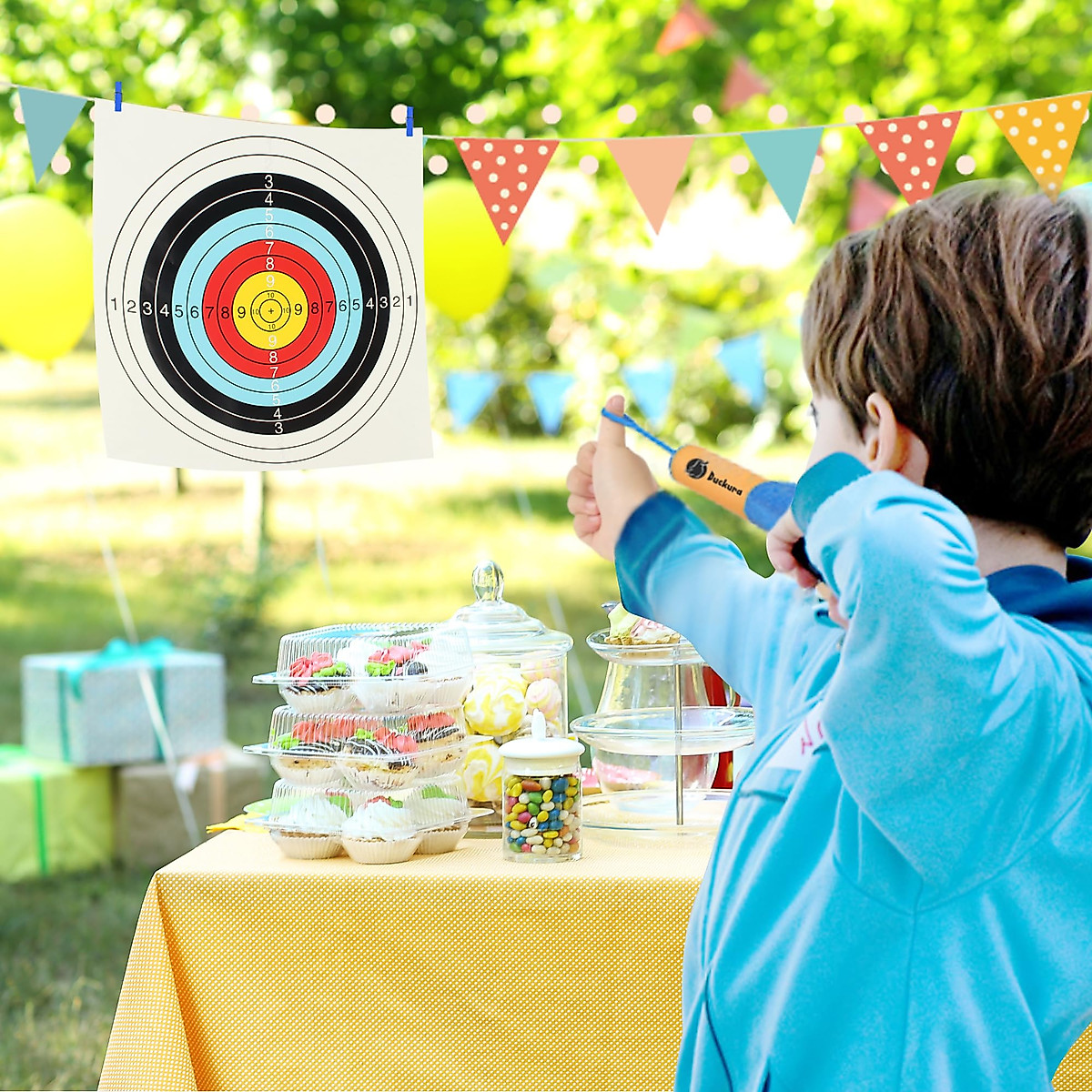 Slingshot Finger Rockets, 8 Pack LED Foam Rocket Launchers and 15.8" x 15.8" Foldable Target, Outdoor Indoor Camping Game Activities, Easter Basket Stuffers Gifts Party Favor Toys for Kids Age 5 6 7