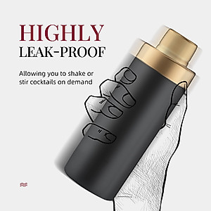 KITVINOUS Cocktail Shaker, 22oz Martini Shaker with Built-In Strainer for Home Bartender, Premium Stainless Steel Margarita Shaker