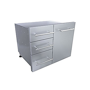 SUNSTONE DE-LPCTD30 Designer Series Raised Style Liquid Propane Combo Triple Drawer, 30", Stainless Steel