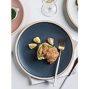 MDZF SWEET HOME 10.4-Inch Porcelain Dinner Plates Set, Pasta Serving Plates Matte Glaze Dessert Dishes - Set of 4