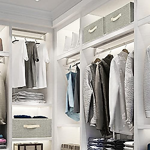 COSIFO 4pc Drawer Storage Bins, 23L Collapsible Fabric Clothes Toy Closet Organizers Boxes, Decorative Storage Baskets with Handle for Wardrobe Closet Bookshelf Nursery Office (Rectangular Beige)