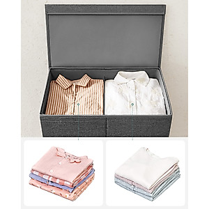 SONGMICS 37.5 Gal. Foldable Laundry Basket with 2 Compartments, Magnetic Lid and Handles, Removable Liner Bag, Dark Gray