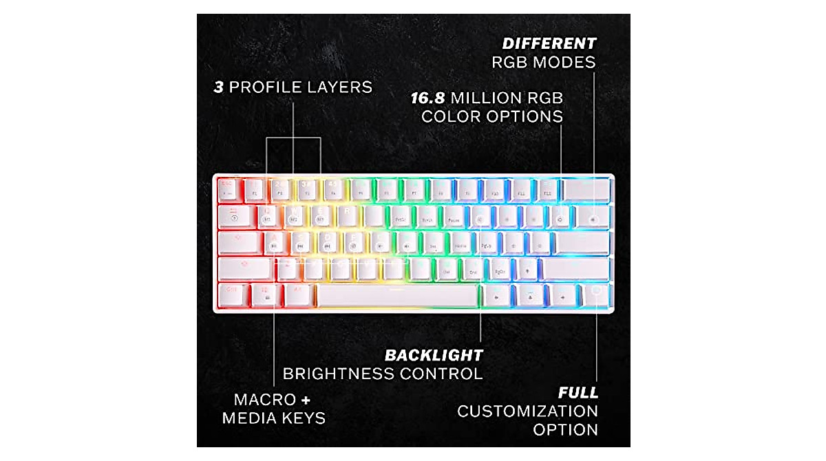 Mizar MZ60 LUNA 60% Gaming Keyboard - Hotswap Optical RGB
