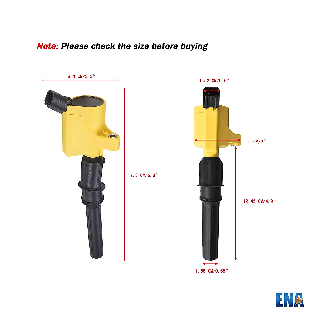 ENA Yellow Set of 8 Ignition Coil Pack Compatible with Lincoln Mercury Ford Mustang Crown Victoria E150 E250 Expedition Explorer F150 F250 F350 F450 F550 Navigator 4.6L 5.4L V8 Replacement for DG508