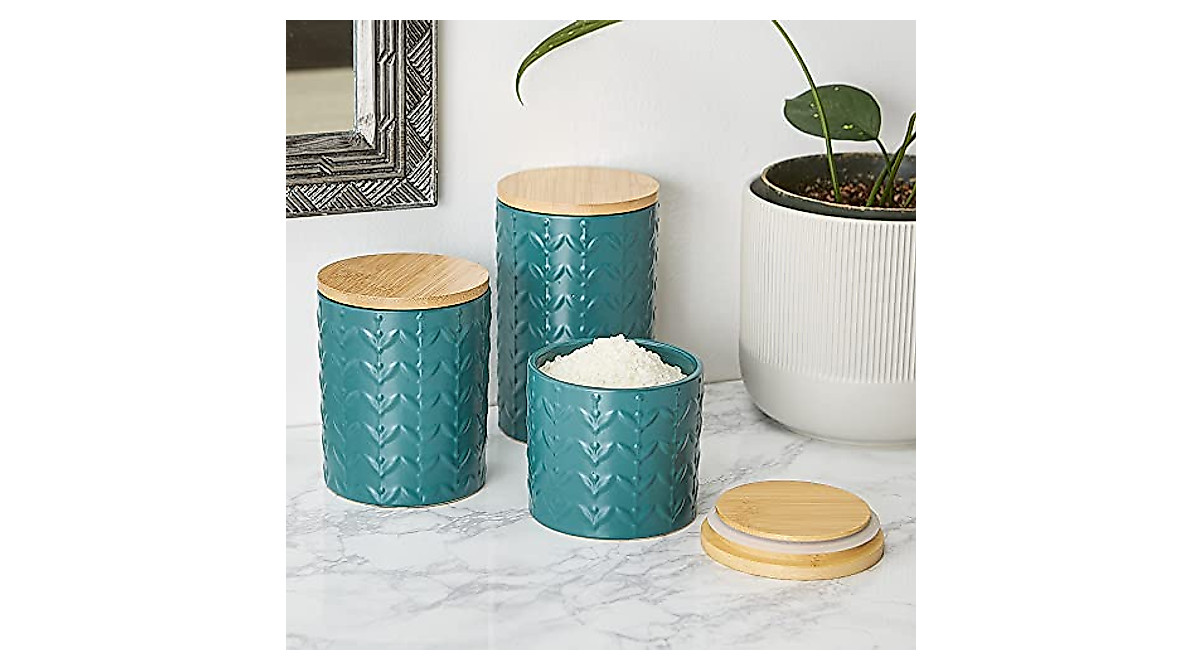 DII Teal Kitchen Canister Set - 3 Piece Ceramic Key