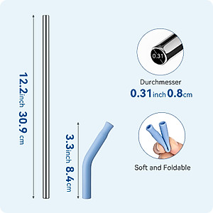Prurex Metal Straws with Silicone Tip for 40 oz Tumbler, Reusable Stainless Steel Straws for Stanley 40 oz Tumbler，3 Straight 13.3" and 3 Pink Dusk Silicone StrawTips，Smoothie Straws