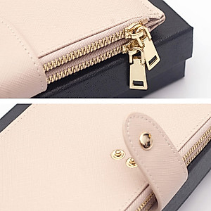 neyrat Slim wallet for women, Bifold multi card case zipper coin purse,RFID Blocking wallets with checkbook holder,With gift box (Beige)