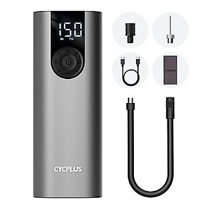 CYCPLUS Tire Inflator Portable Air Compressor, 150 PSI Cordless Air Pump with Digital LCD Screen Pressure Gauge, Electric Air Pump for Car, Motorcycle, Bicycle and Balls