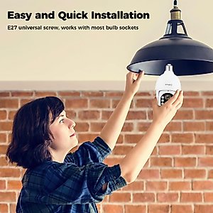 xmartO Light Bulb Security Camera Wireless Outdoor with Dual-Lens 10X ZOOM, AI Auto Tracking Pan/Tilt/Zoom, 24/7 Auto-Follow Monitor, Fits in E27 Light Socket