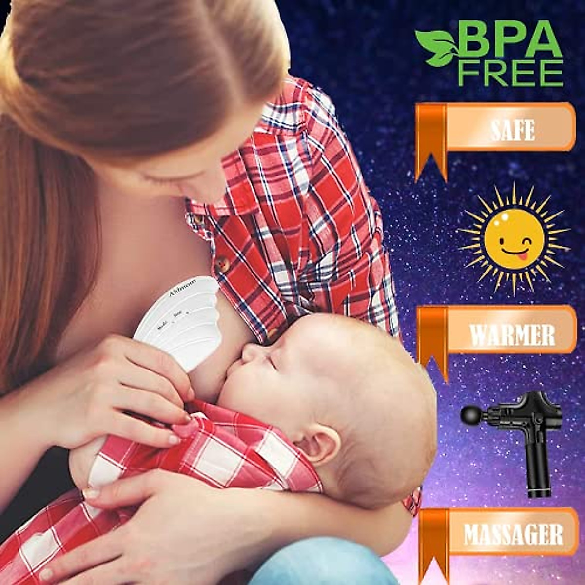 Aidmom Läctation Massager with Heat 2 Pack, Heat + Vibration 2-in-1 Postpartum Breastfeeding Essentials for Clogged Ducts, Mastitis, Improve Milk Flow, Engorgement