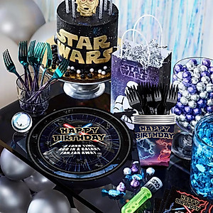 JIANNOR Star Theme Party Supplies Galaxy Wars Party Favors Decorations Plates Napkins Cups, Baby Shower Birthday Party Tableware Set Cake Table Decorations for Boys Girls 140PCS Paper Props