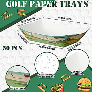 100 Pcs Golf Party Supplies Serves 50, Golf Paper Food Trays Food Boats with Wax Paper Sheets for Kid's Golf Themed Birthday Party Children Sport Party Favors Decoration (Golf)