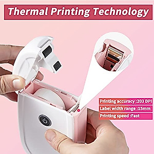 iEager L11 Portable Label Maker Machine, Wireless Mini Label Printer, White-Pink Thermal High Speed Printing Machine with Tape, Compatible with iOS & Android