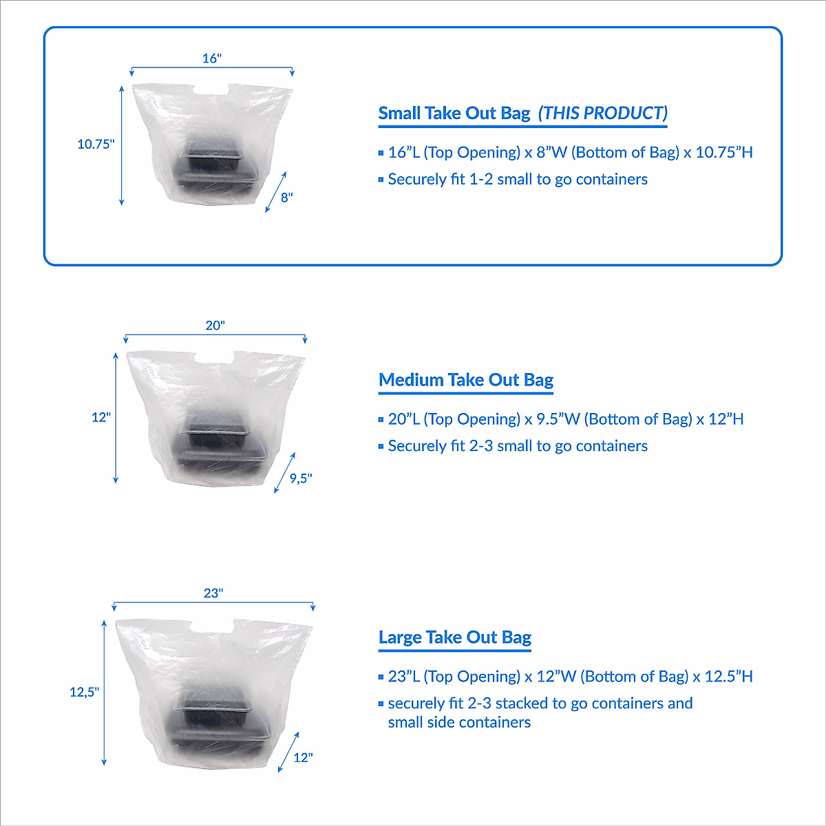 Reli. To Go Bags/Take Out Bags (250 Count) (Small 16" L x 8" W + 10.75" H) Reusable Plastic Bags with Handles | Die Cut Handle - Plastic | Use for Shopping, Business, Carry Out, Restaurant