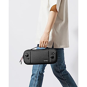 tomtoc Carrying Case for Hori Nintendo Switch Split Pad Compact, Hard Shell Protective Travel Bag with 10 Game Cartridges, Split Pad Fit Controllers case, Shockproof, Lightweight, Portable, Black