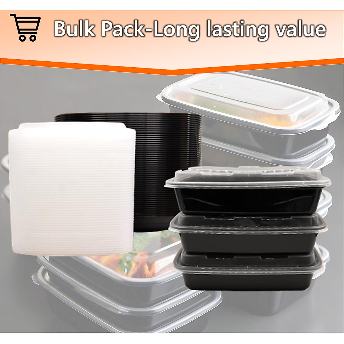 Mr Miracle Meal Prep Containers with Lids - 50 Pack, 24 Oz Take Out Containers With Lids - Leakproof, Microwave & Freezer Safe Disposable Food Containers for Meal Planning & Storage