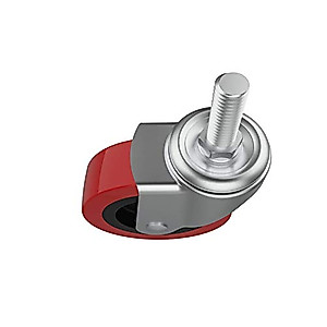 6 Pack Creeper Wheels 2.5 Inch Heavy Duty Swivel Caster Wheel Creeper Service Cart Stool Post Mount, M10 (Around 3/8") x 1" Metric Threaded Stem Casters Wheels Replacement