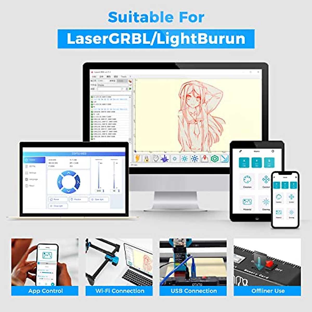 Twotrees TTS-25 Laser Engraving Machine Laser Engraver, Wood Metal Laser Engraving Cutting Machine, DIY Laser Marking, Eye Protection Design, Easy Installation(50% Pre-Install)