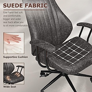 VITESSE Ergonomic Home Office Desk Chair Modern Leather Computer Chairs, High Back Lumbar Support Suede Fabric Executive Height Adjustable Rolling Swivel Task Chair with Padded Armrest (Dark Grey)