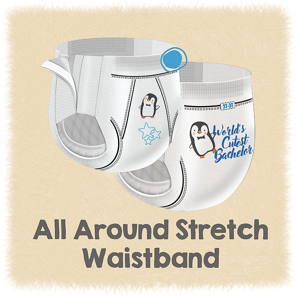 Cuties Boys 2T/3T Refastenable Potty Training Pants, Hypoallergenic with Skin Smart, 104 Count