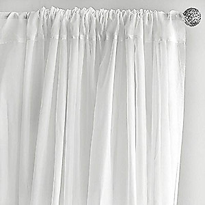 BalsaCircle 10 feet x 10 feet White Sheer Voile Backdrop Drapes Curtains 2 Panels 5x10 ft - Wedding Ceremony Party Home Decorations